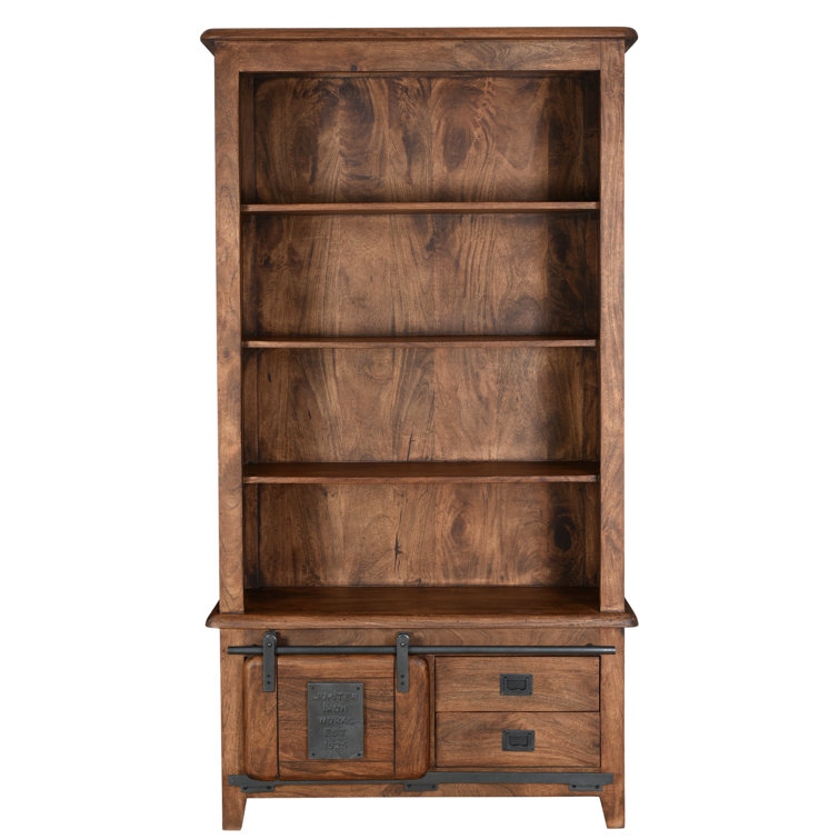 August Grove Alarice 185cm H x 100cm W Solid Wood Standard Bookcase | Wayfair.co.uk